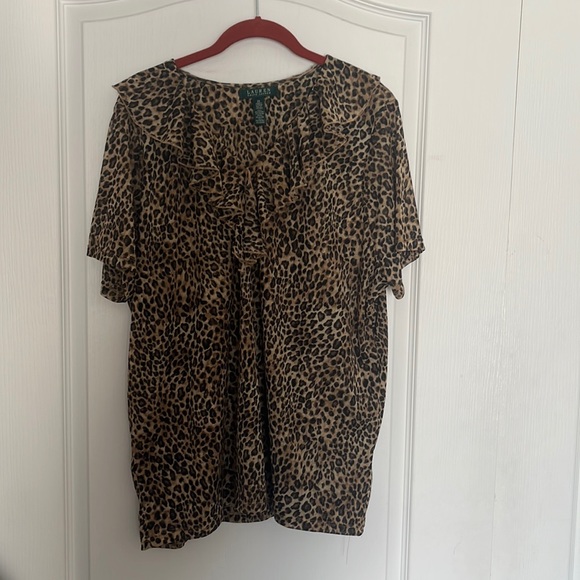 Lauren Ralph Lauren | Tops | Lauren Womens Leopard Print Top With ...